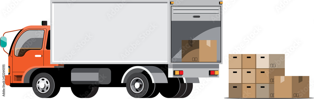 Cartoon box truck illustration Stock Illustration | Adobe Stock
