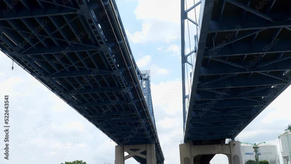 Two bridges over the Mississippi River at La Crosse, Wisconsin are ...