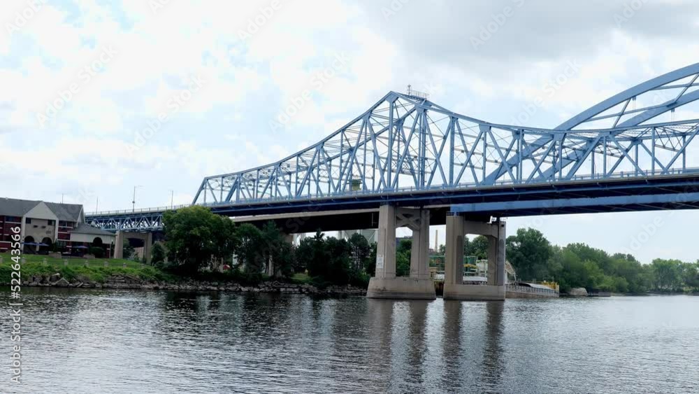 Two bridges over the Mississippi River at La Crosse, Wisconsin are ...