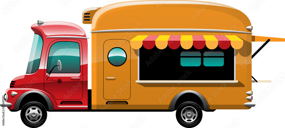 Cartoon food truck vehicle illustration Stock Illustration | Adobe Stock