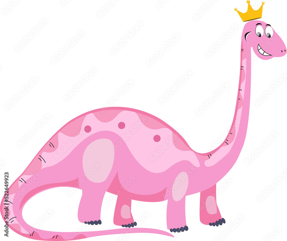 Princess dinosaur animal vector illustration. Cartoon dinosaur Pink ...
