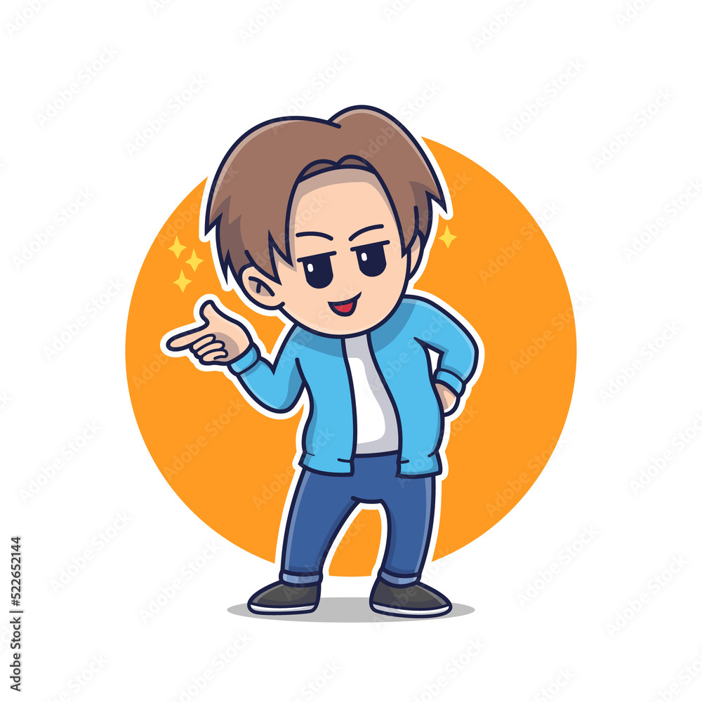 Cartoon pointing boy vector Stock Illustration | Adobe Stock