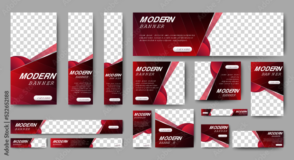 Modern banner design web template Set, Horizontal header web banner ...