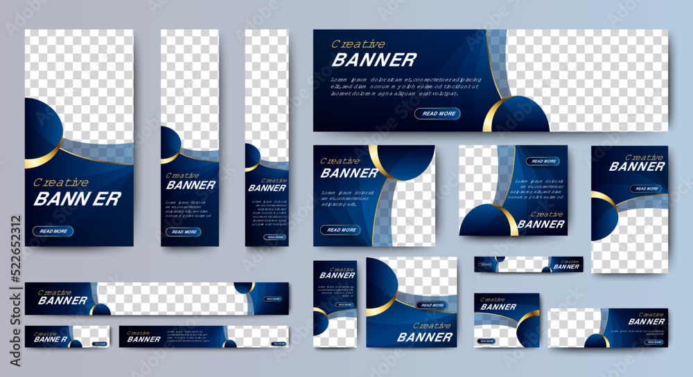 Creative business banner design web template Set, Horizontal header web ...