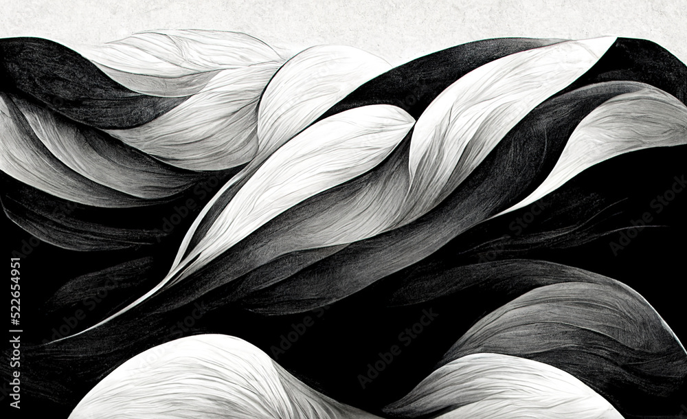 Modern abstract dynamic shapes black and white background with grainy ...