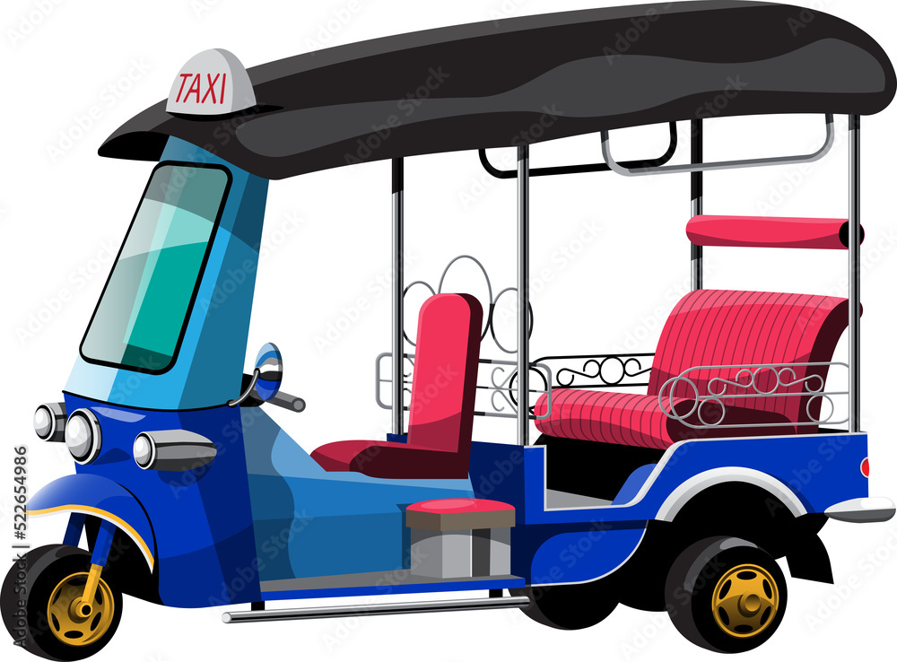 Thai tuk tuk cartoon illustration Stock Illustration | Adobe Stock
