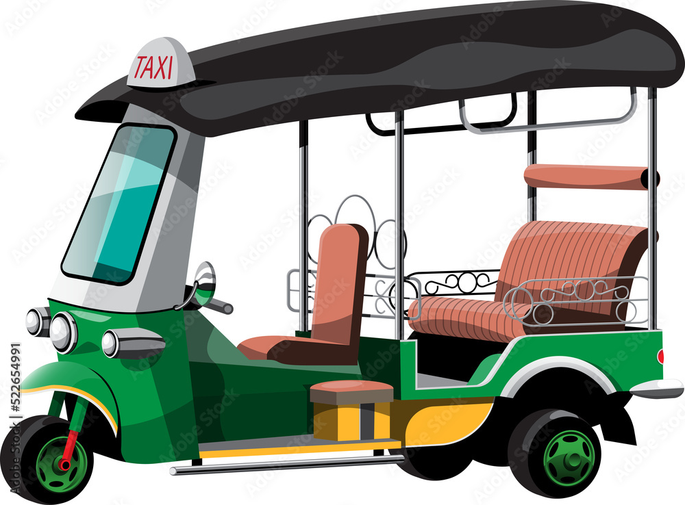 Thai tuk tuk cartoon illustration Stock Illustration | Adobe Stock