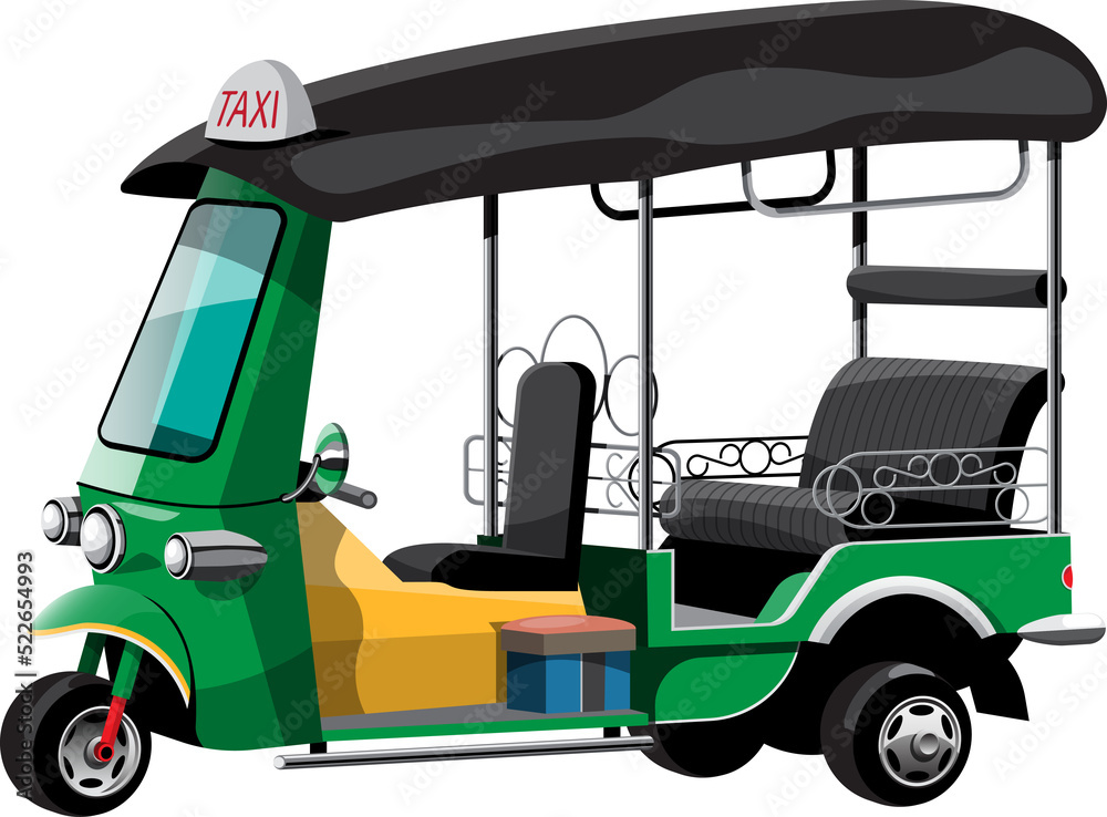 Thai tuk tuk cartoon illustration Stock Illustration | Adobe Stock