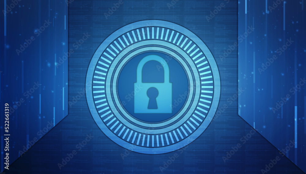 Digital Padlock on abstract technology background, Technology security ...