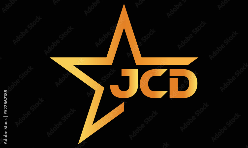 JCD golden luxury star icon three letter logo design vector template ...