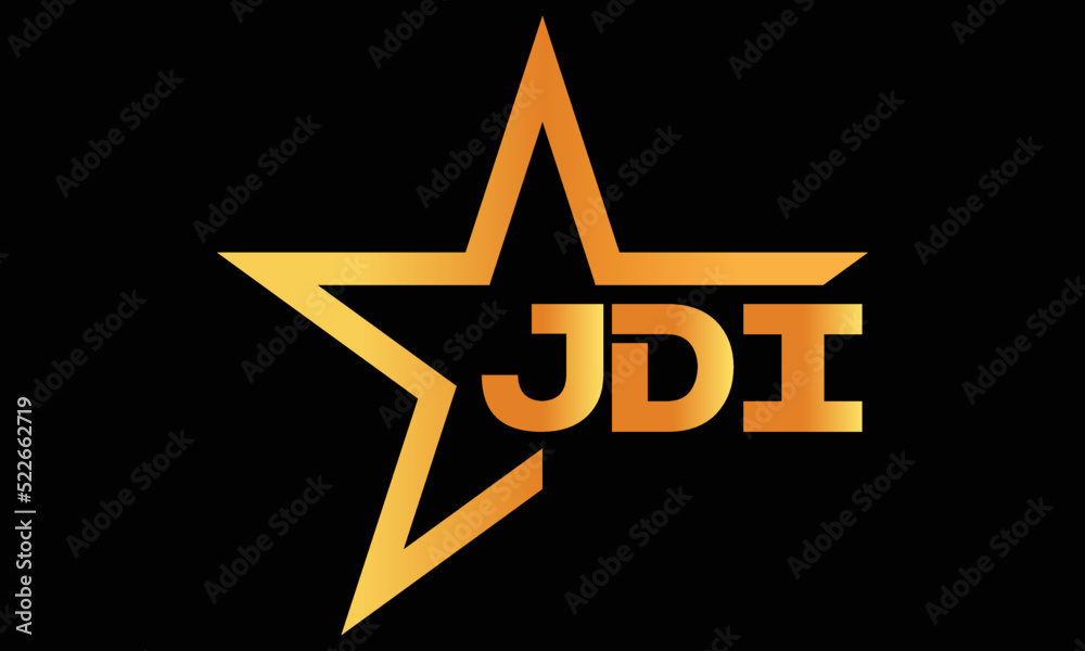 JDI golden luxury star icon three letter logo design vector template ...