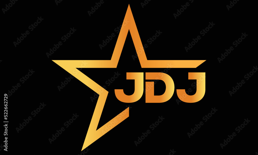 JDJ golden luxury star icon three letter logo design vector template ...