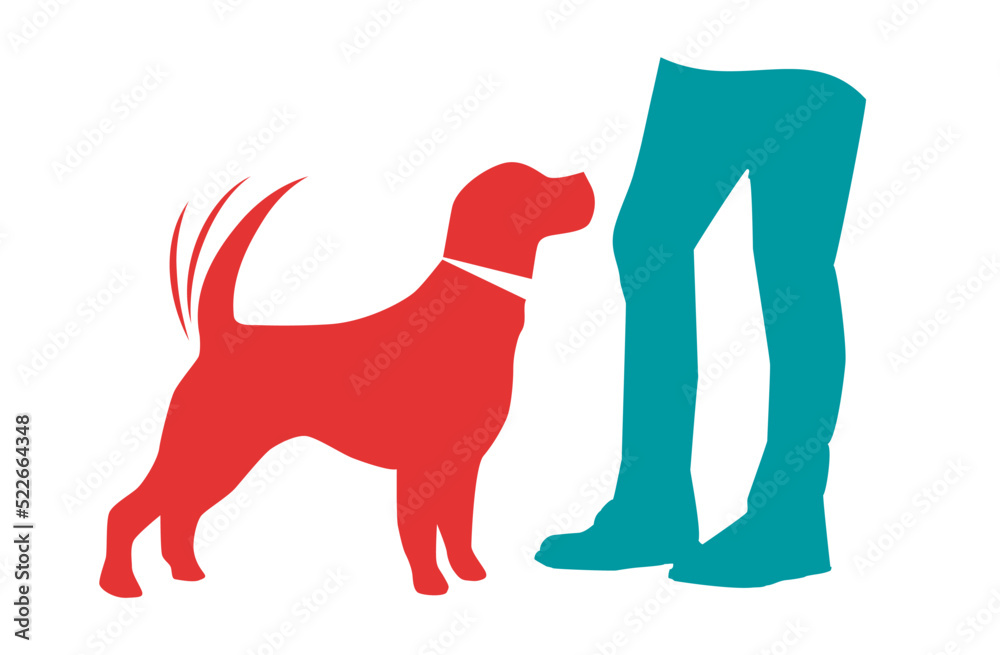 Dog wagging his tail happy to his master. Vector illustration in ...