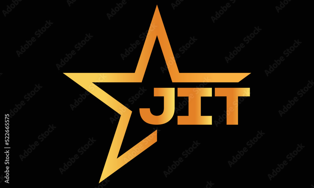 JIT golden luxury star icon three letter logo design vector template ...