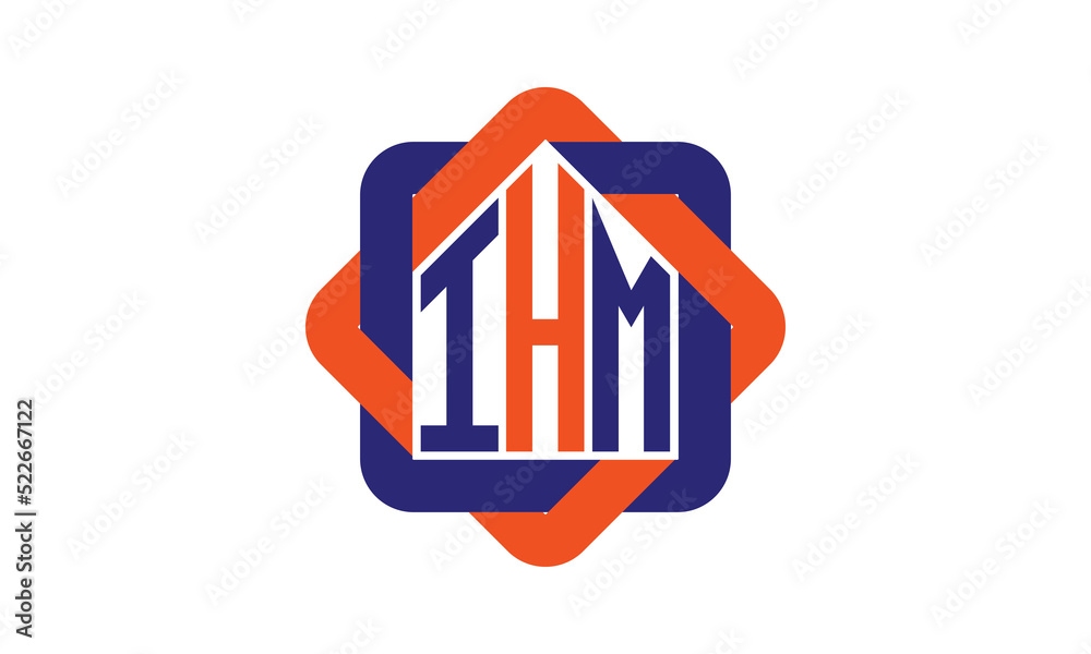 IHM three letter real estate logo with home icon logo design vector ...