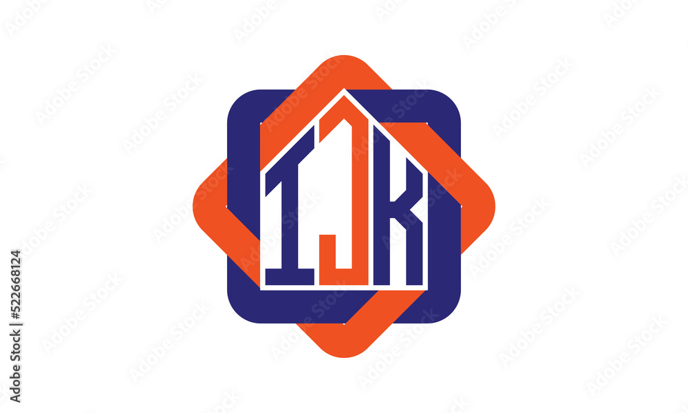 IJK three letter real estate logo with home icon logo design vector ...