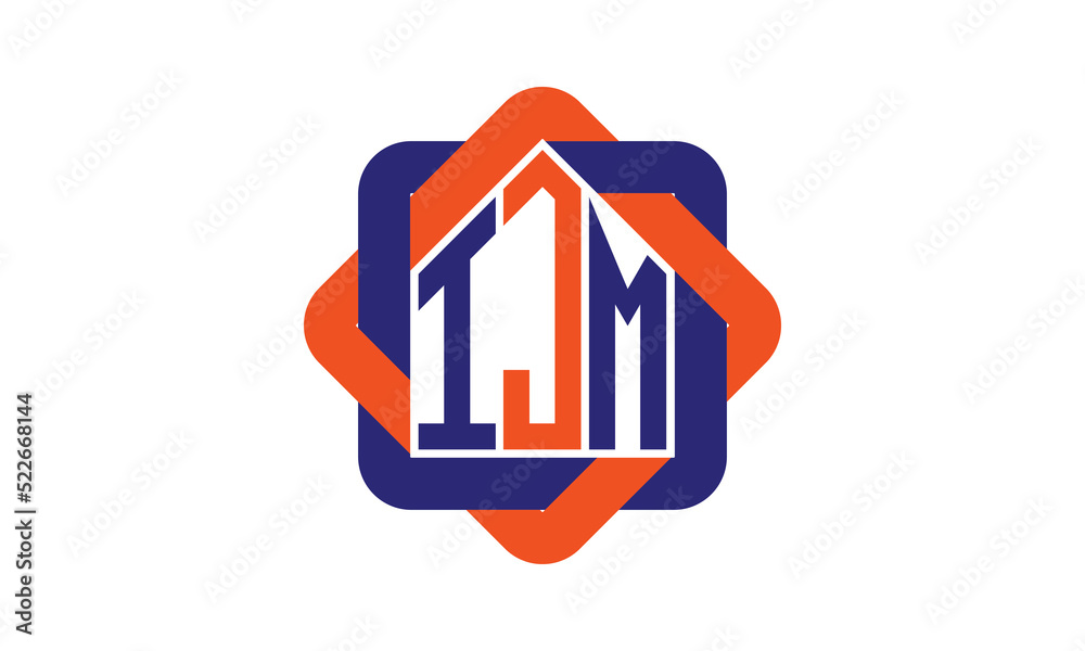 IJM three letter real estate logo with home icon logo design vector ...