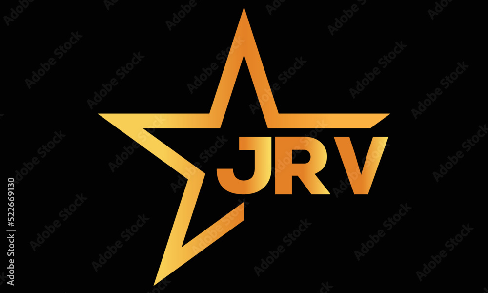 JRV golden luxury star icon three letter logo design vector template ...
