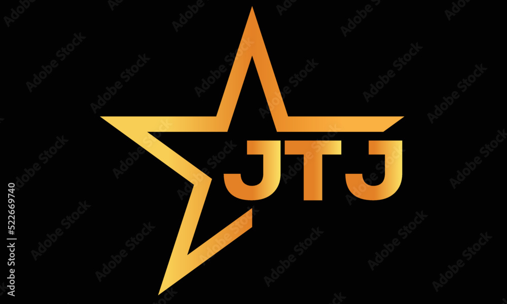 JTJ golden luxury star icon three letter logo design vector template. royal logo | luxury logo ...