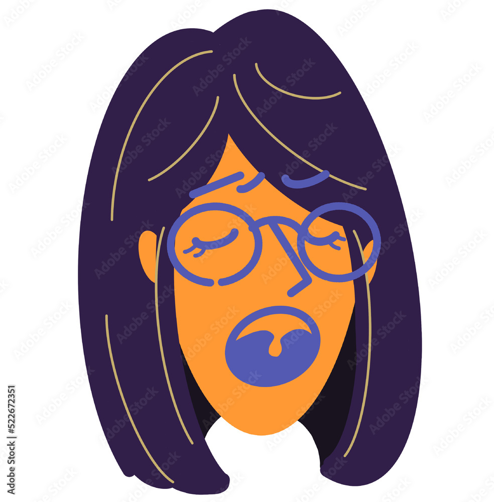 Set of woman face emotion expression happy sad crying laughing bored ...