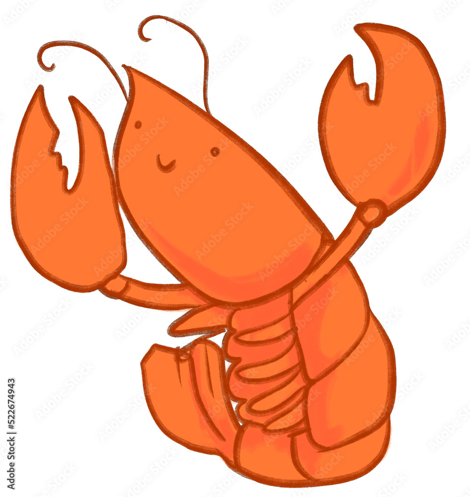 lobster marine under the sea animal cartoon hand drawn doodle ...