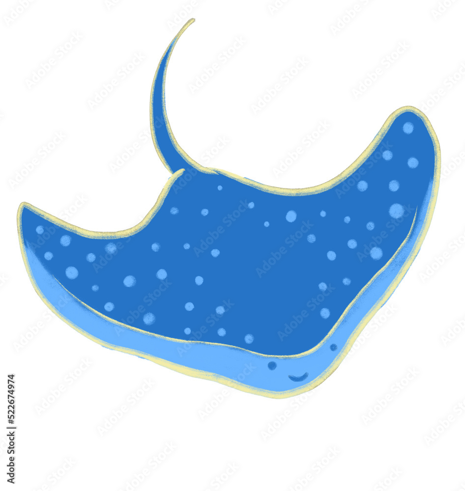 Manta ray marine under the sea animal cartoon hand drawn doodle ...