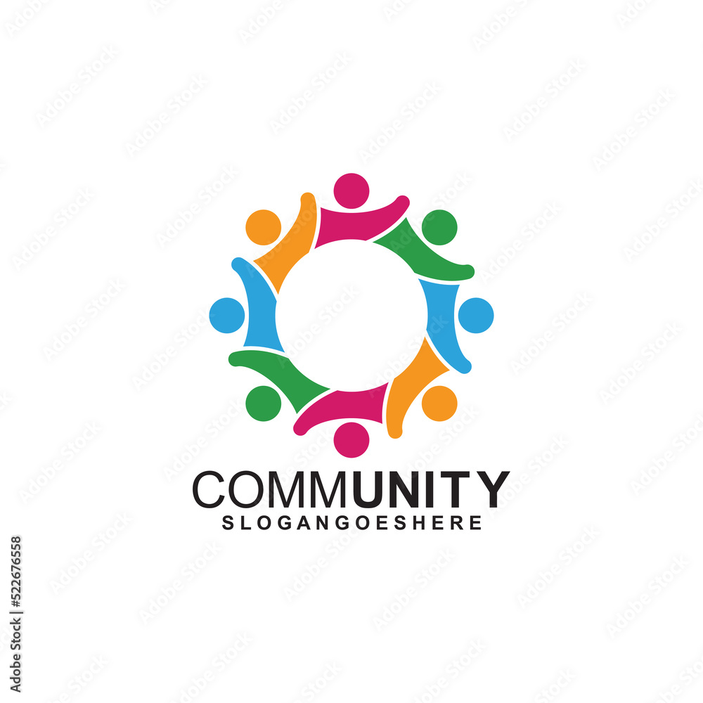 Community logo icon design with colorful people in a circular shape ...