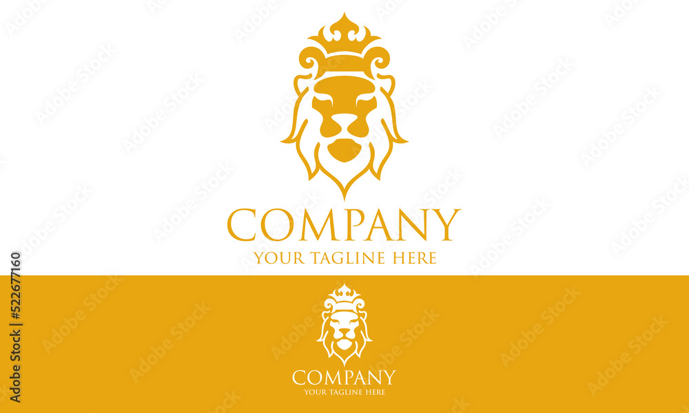 Yellow Color Face King Lion Logo Design Stock Vector | Adobe Stock