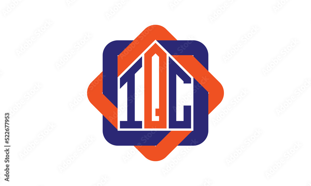 IQC three letter real estate logo with home icon logo design vector ...