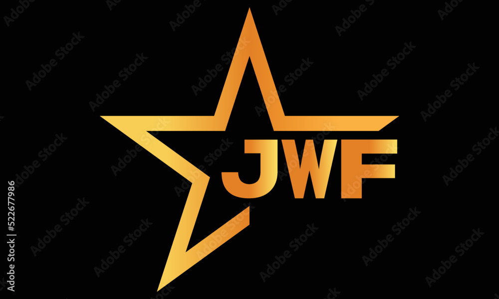 JWF golden luxury star icon three letter logo design vector template ...