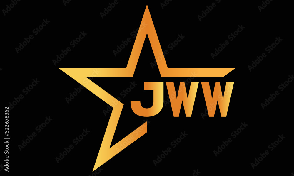 JWW golden luxury star icon three letter logo design vector template ...
