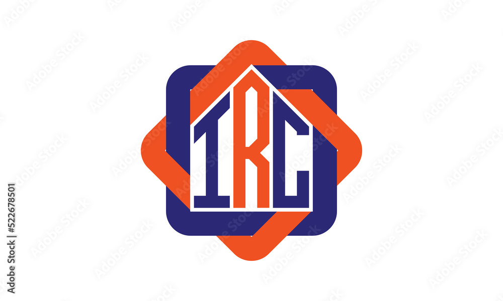 IRC three letter real estate logo with home icon logo design vector ...