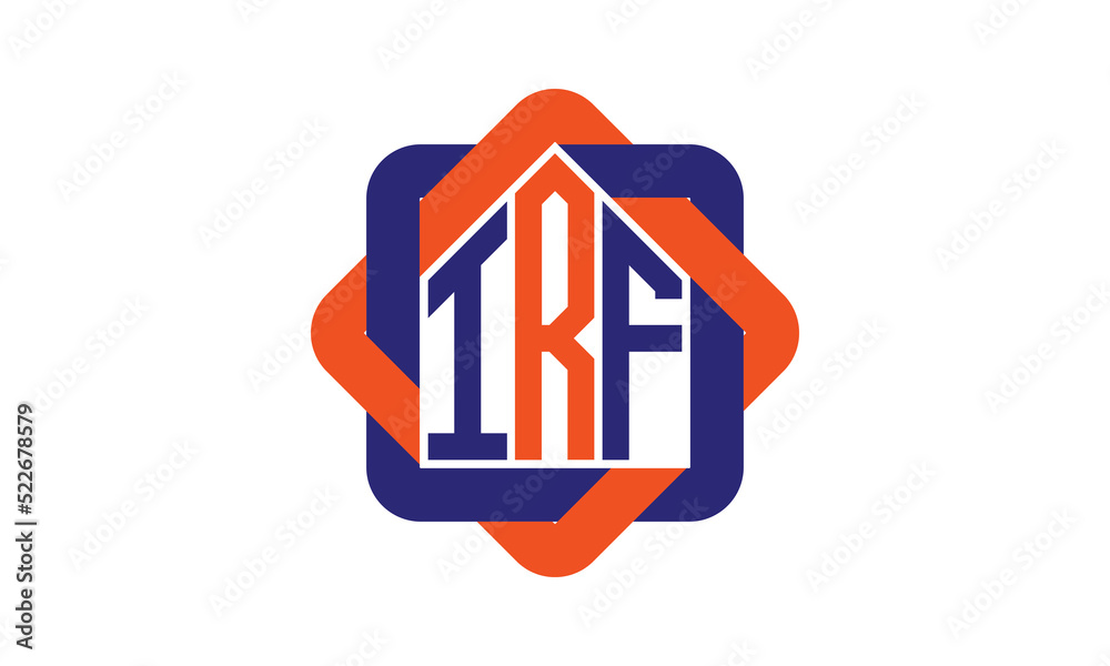 IRF three letter real estate logo with home icon logo design vector ...