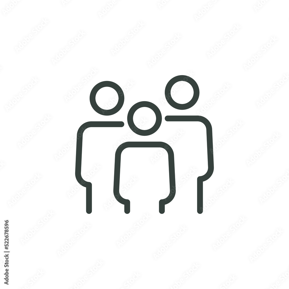 Thin Outline Icon Many Human Figures Next to Each Other, Three Persons ...