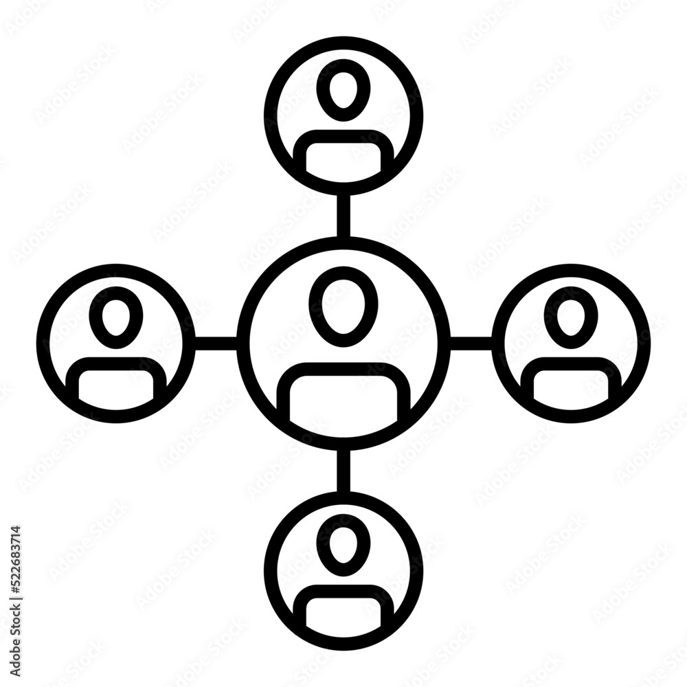Organization Chart Line Icon Stock Vector | Adobe Stock