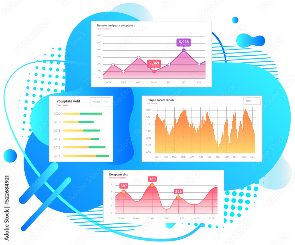 Infographic chart vector template. Annual statistics curve graph design ...