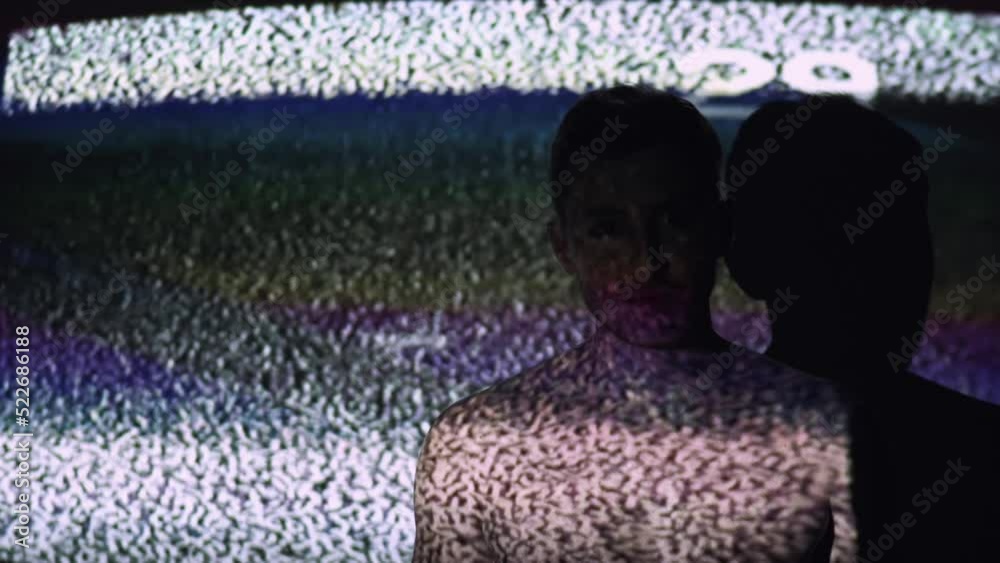 Mind control. TV propaganda. Brainwash manipulation. Silhouette of ...