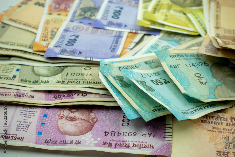 Shot Of Multiple Denominations Of Indian Rupees Close Up Indian Money Shot Of Multiple Denominations Of Indian Rupees Close Up Indian Money