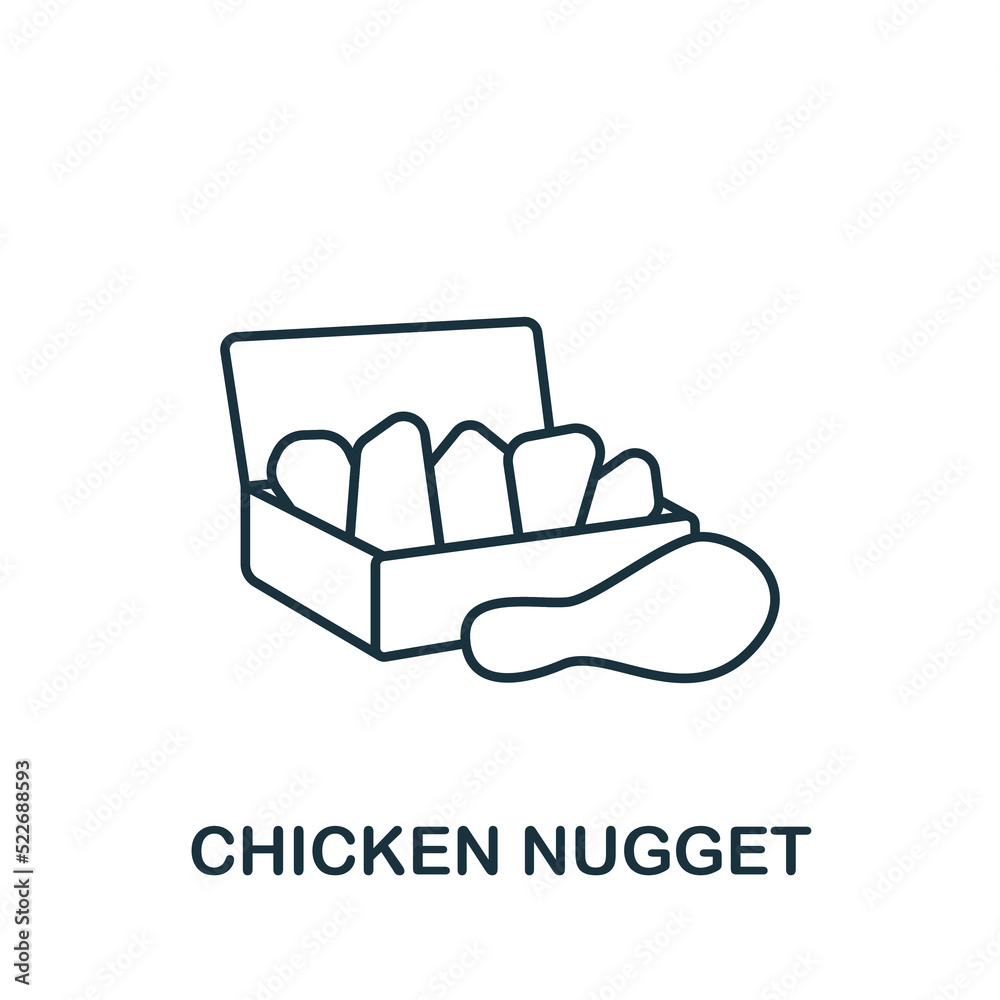 Chicken Nugget icon. Monochrome simple line Fastfood icon for templates ...