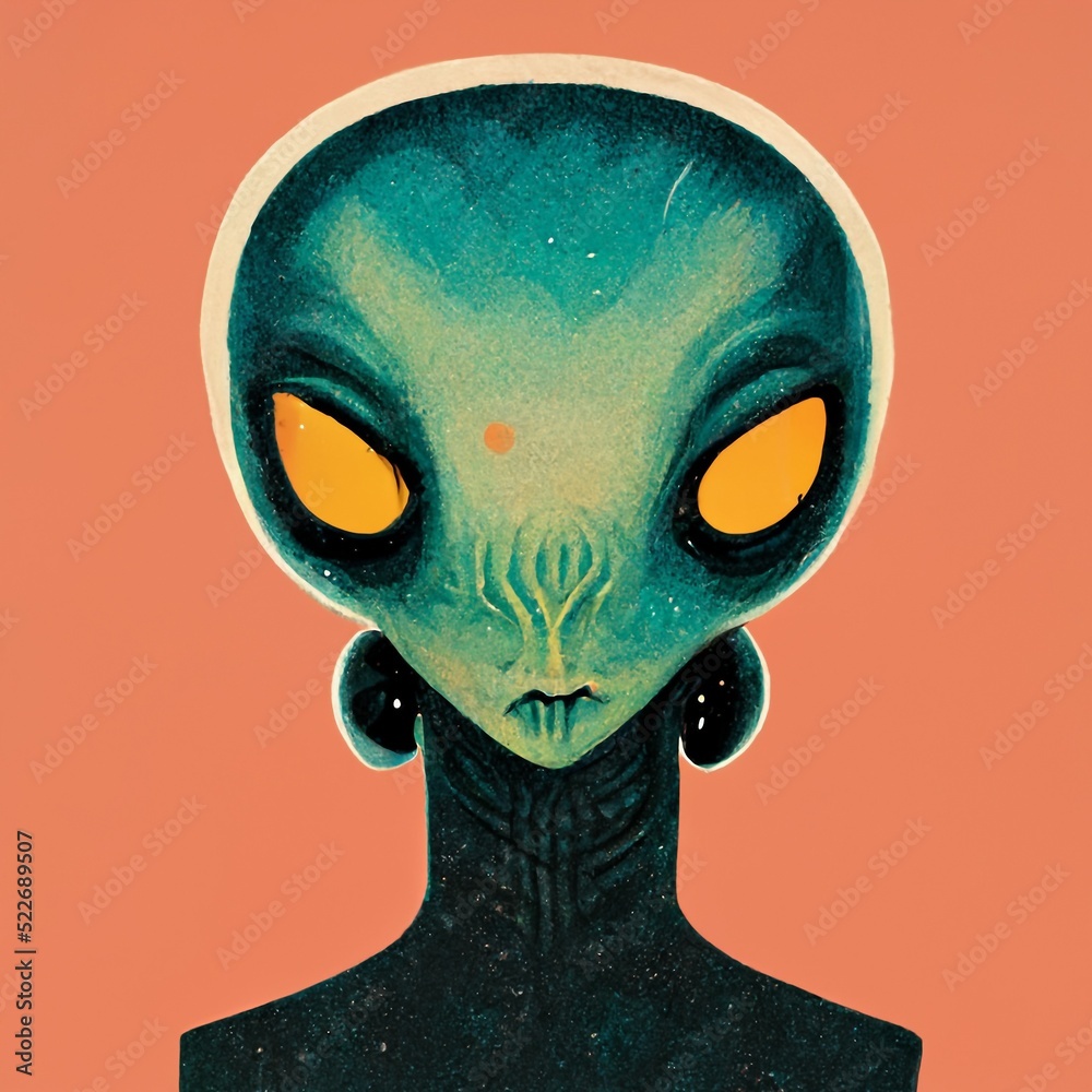A fantasy alien depicted in cartoon style. Artistic abstract alien ...