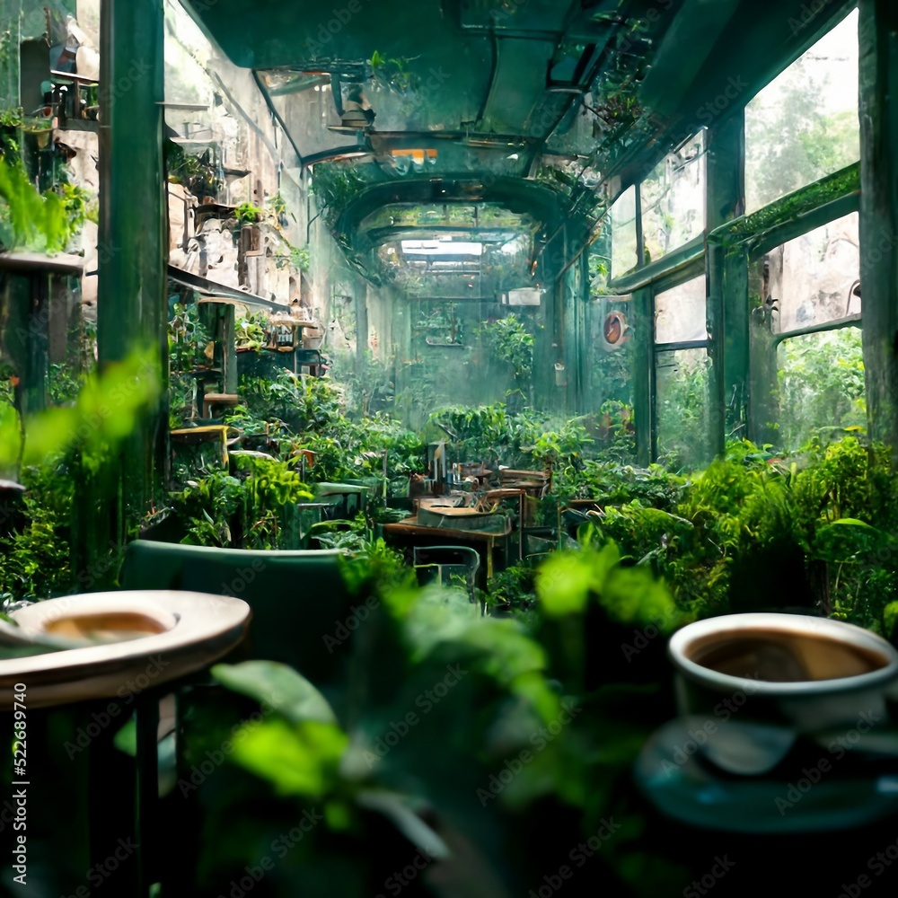 The ruined and desolate interior of the lobby of an old house ...