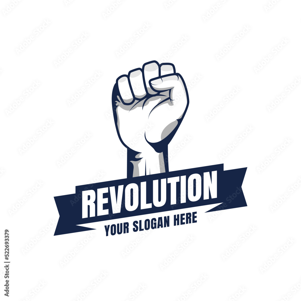 Vetor de Revolution illustration for poster design. Clenched fist hand ...