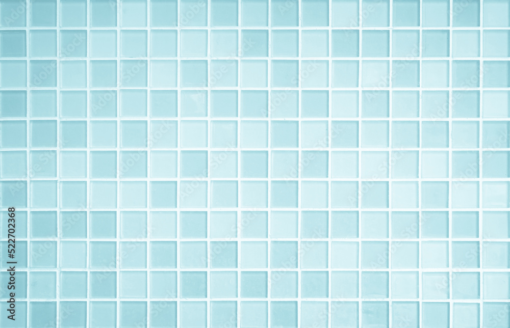 Blue Light Ceramic Wall And Floor Tiles Mosaic Background In Bathroom