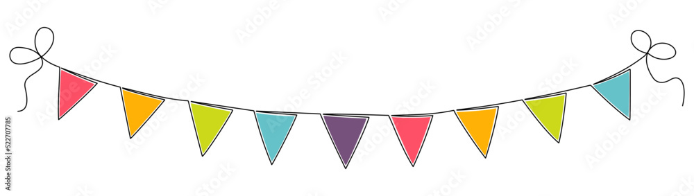 Continuous line drawing of garland. Vector illustration Stock Vector ...