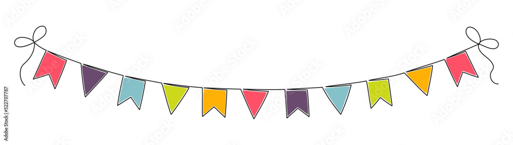 Continuous line drawing of garland. Vector illustration Stock Vector ...