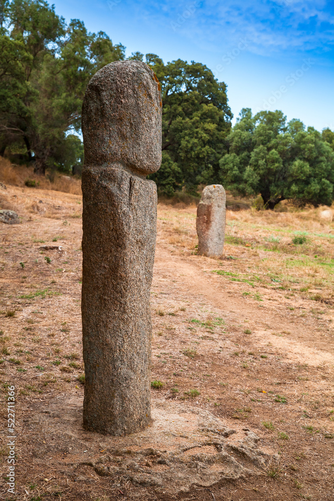 Prehistoric stone statues in Filitosa site. Corsica Stock Photo | Adobe ...