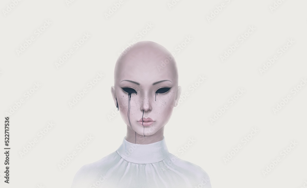 Scary face illustration, Horror ghost and spooky concept, Surreal art ...