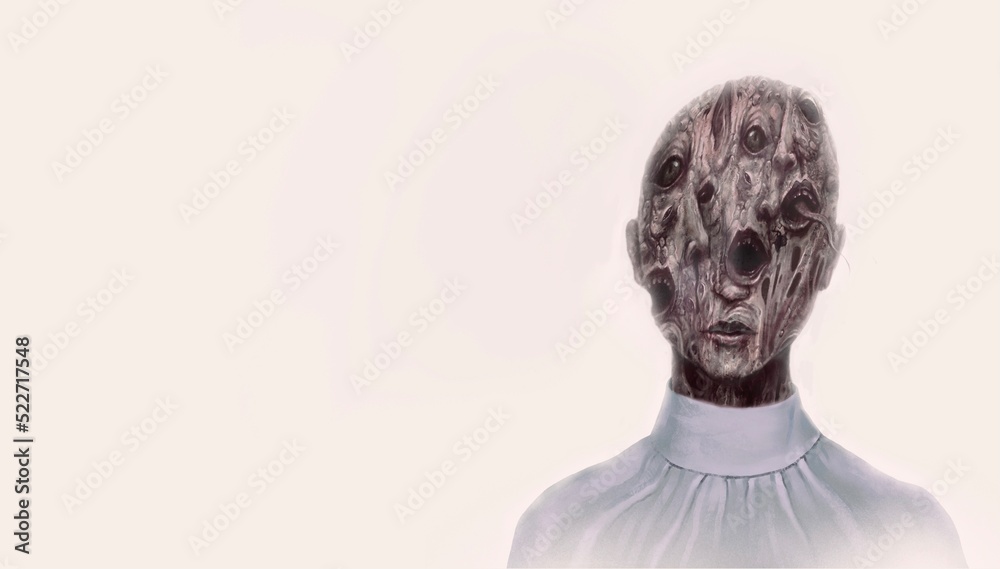 Scary face illustration, Horror ghost and spooky concept, Surreal art ...