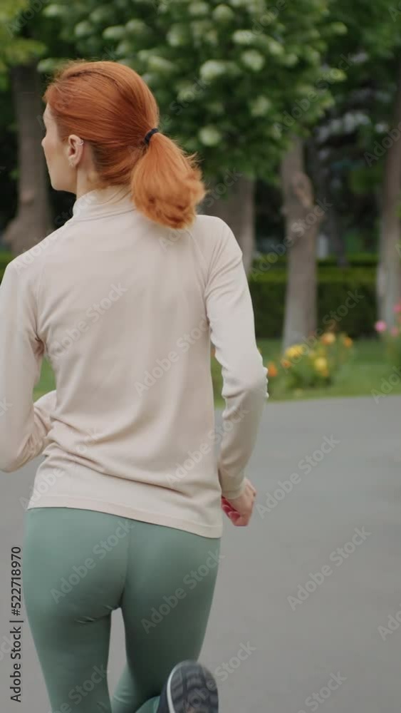 Vertical Screen Back View Of Anorexic Woman Who Started Doing Jogging