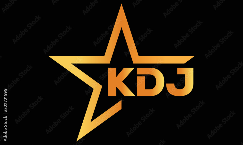KDJ golden luxury star icon three letter logo design vector template ...